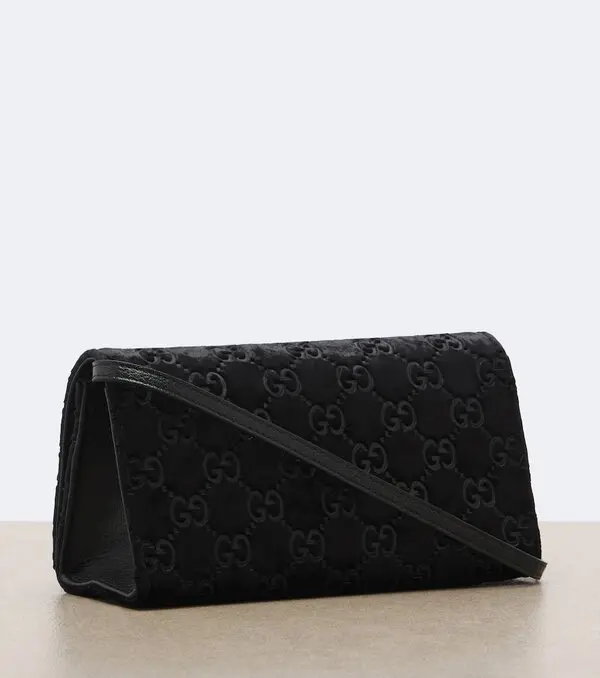 Gucci Gg Jacquard Velvet Pouch With Strap