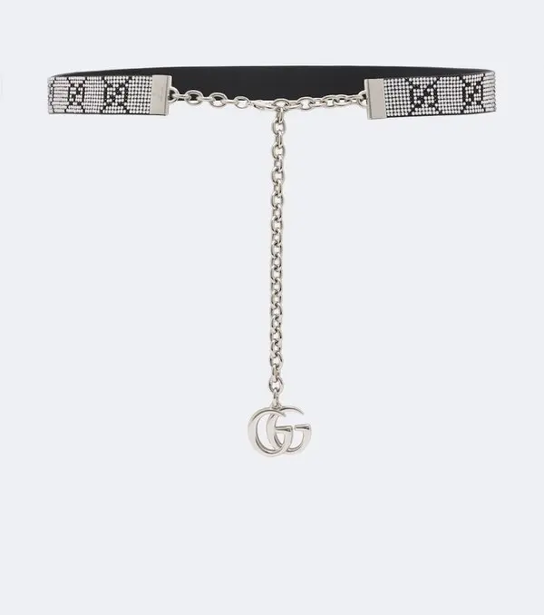 Gucci Crystal-embellished Leather Belt