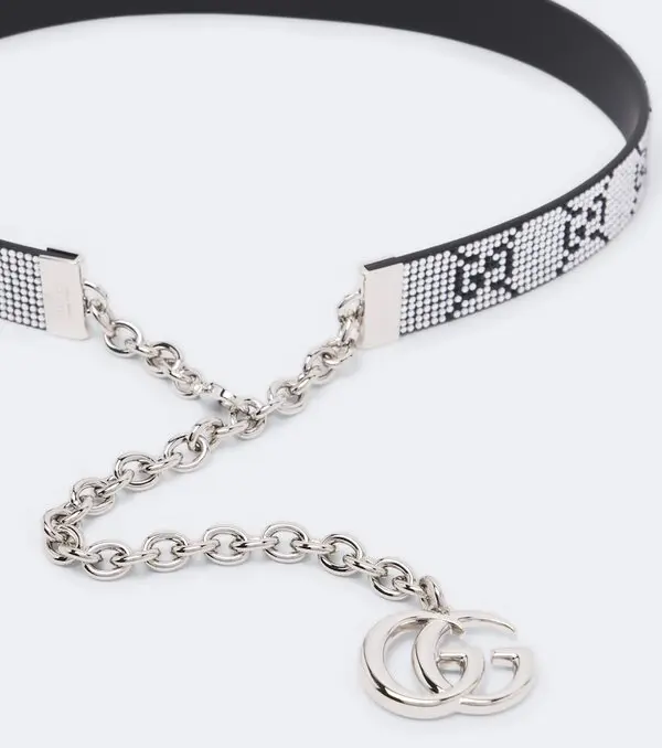 Gucci Crystal-embellished Leather Belt