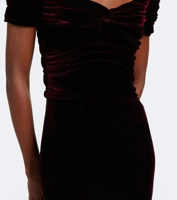 Costarellos Off-shoulder Velour Bustier Gown