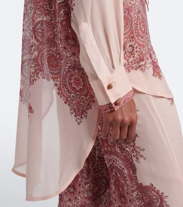 Zimmermann Clash Paisley Tie-neck Georgette Shirt