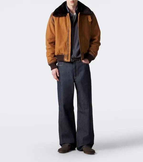 Acne Studios Shearling-trimmed Leather Blouson Jacket