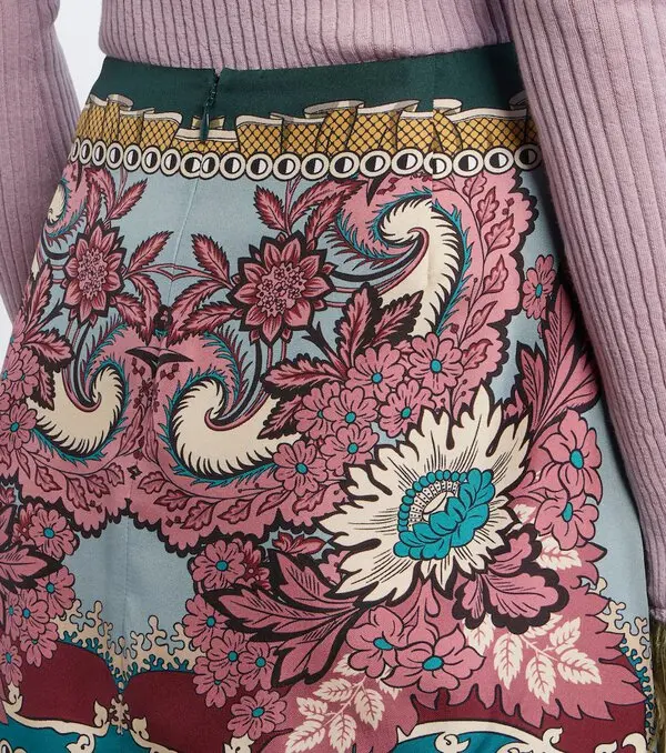 La DoubleJ Foulard Fringed Printed Silk Miniskirt