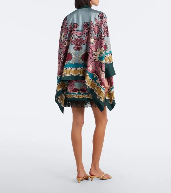 La DoubleJ Foulard Fringed Printed Silk Miniskirt