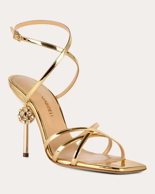CAMILLA GABRIELI Sienna 105 Crystal Mirrored Leather Sandal