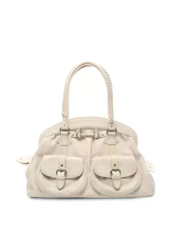 Dior 2000-2015 Leather Detective Handbag - White