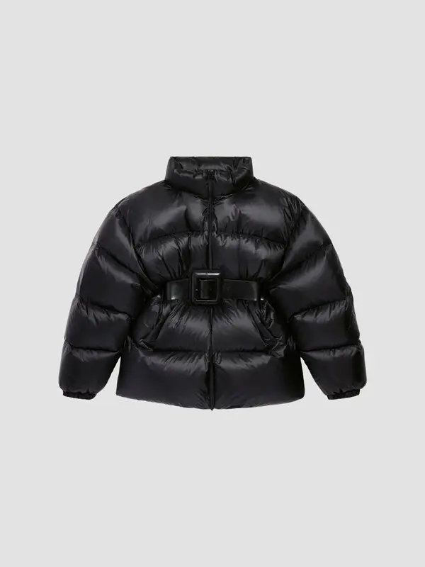 Balenciaga Belted Hourglass Short Puffer - Black
