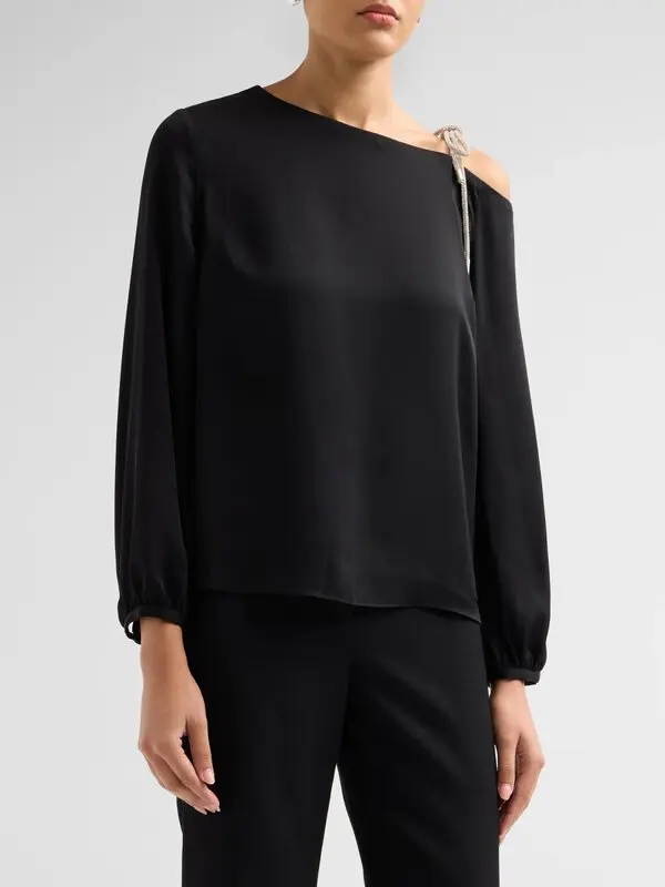 MILLY Rory Crystal-embellished Silk-blend Cut-out Top