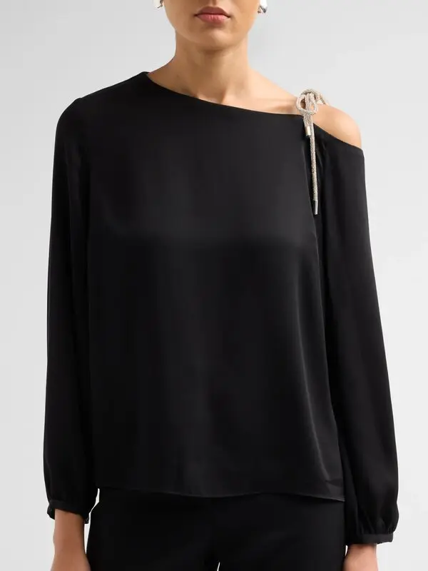 MILLY Rory Crystal-embellished Silk-blend Cut-out Top