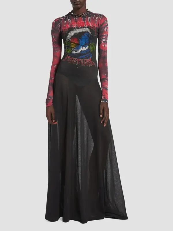 Balenciaga Extreme Tie Dye Long Sleeve Dress