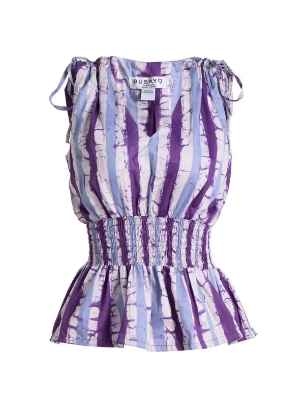 BUSAYO Pamilerin Tie-dye Striped Smocked Waist Top - Multicolour