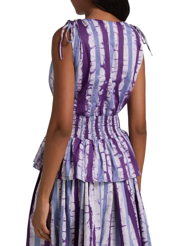 BUSAYO Pamilerin Tie-dye Striped Smocked Waist Top