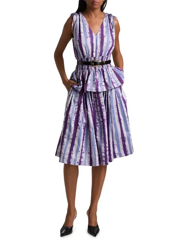 BUSAYO Pamilerin Tie-dye Striped Smocked Waist Top