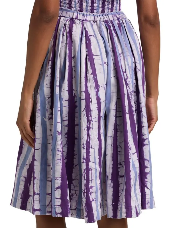 BUSAYO Tejumola Tie-dye Striped Cotton Midi-skirt