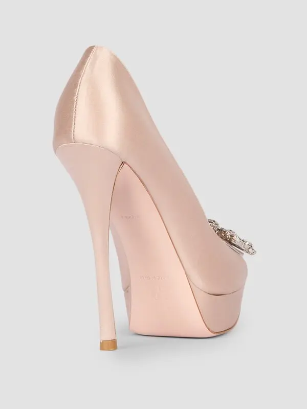 ROGER VIVIER 120mm Flower Embellished Buckle Satin Pumps