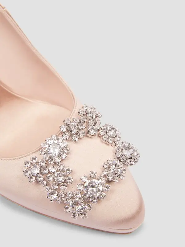 ROGER VIVIER 120mm Flower Embellished Buckle Satin Pumps