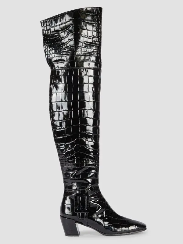 ROGER VIVIER Choc 45mm Croc-embossed Patent Leather Boots