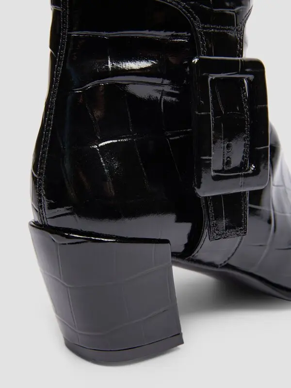 ROGER VIVIER Choc 45mm Croc-embossed Patent Leather Boots