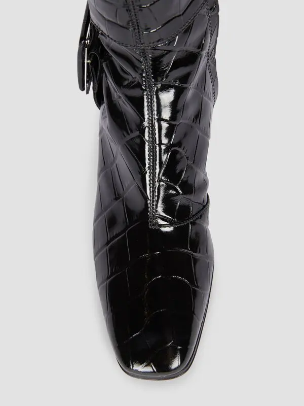 ROGER VIVIER Choc 45mm Croc-embossed Patent Leather Boots