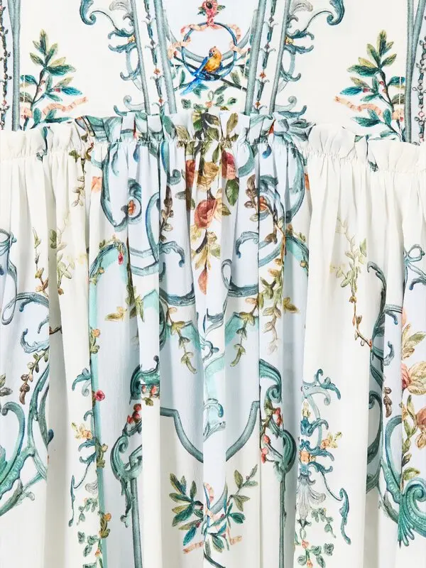 Camilla Floral Silk Drop-waist Midi Skirt