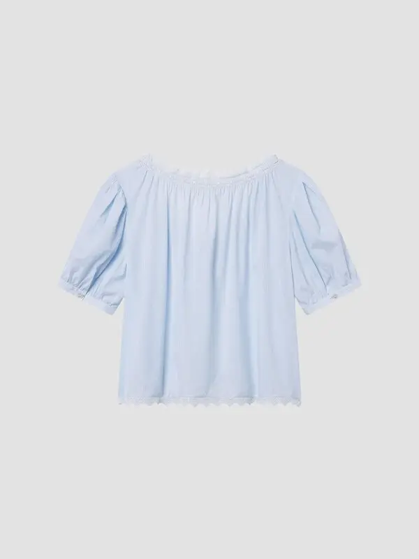 FRAME The Serene Striped Cotton Top