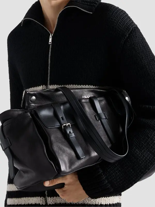 Prada Route Leather Tote Bag