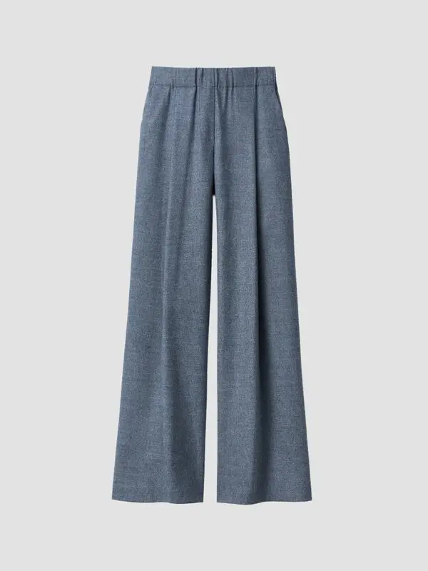 Lafayette 148 New York Astor Pleat-front Wide-leg Pants - Nu Blue Multi
