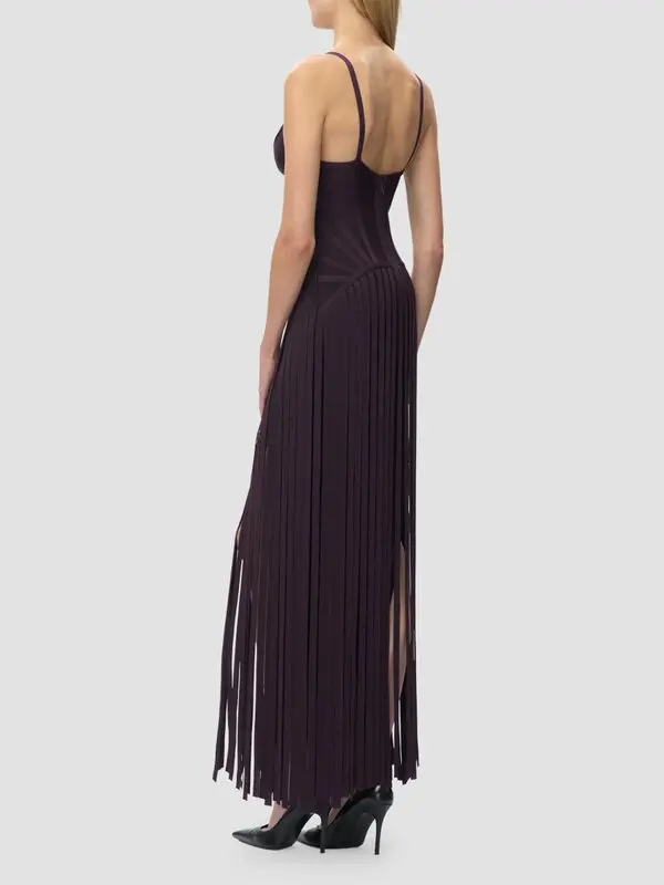 Herve Leger Della Bandage Fringe Gown