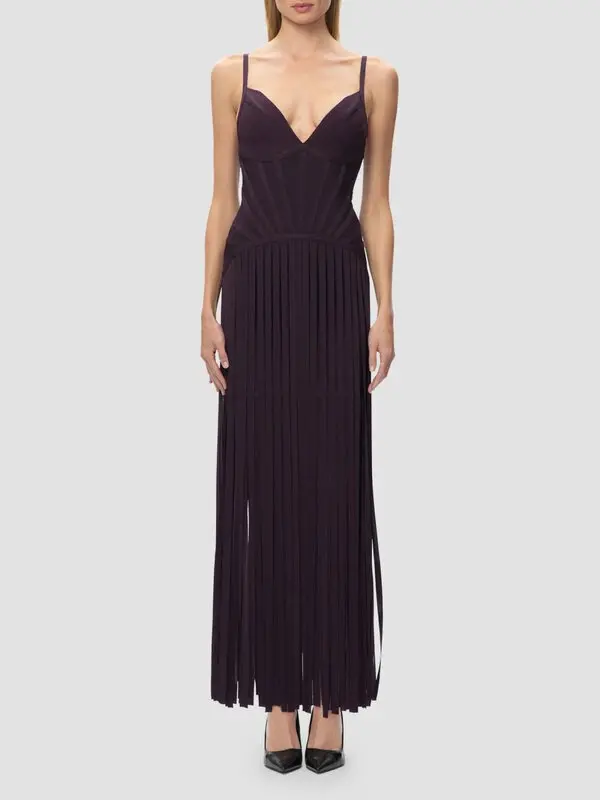 Herve Leger Della Bandage Fringe Gown