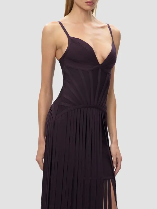 Herve Leger Della Bandage Fringe Gown