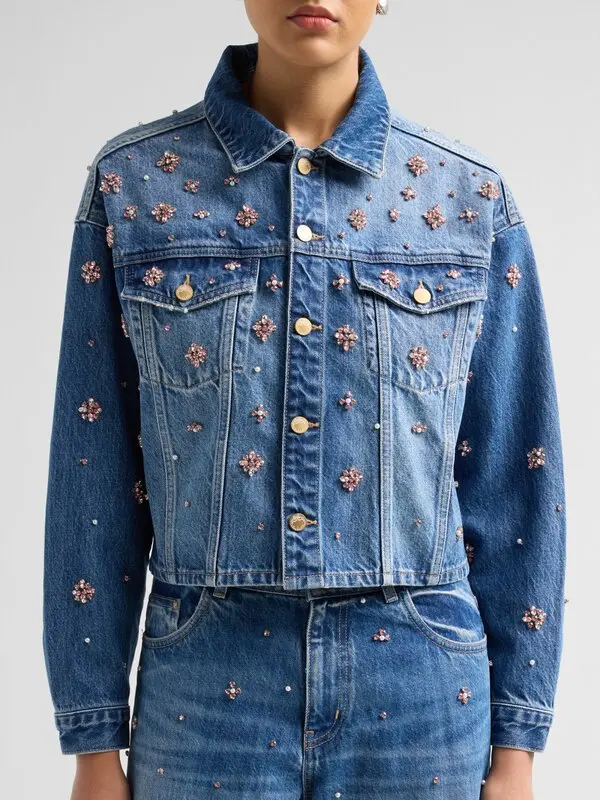 LoveShackFancy Amana Embellished Denim Jacket