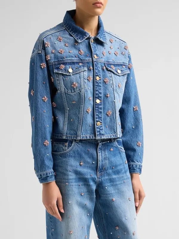 LoveShackFancy Amana Embellished Denim Jacket