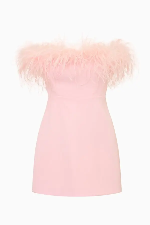 LoveShackFancy Elessa Feather-trimmed Mini Dress - Black
