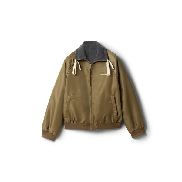 Miu Miu Technical Gazar And Fleece Reversible Bomber Jacket