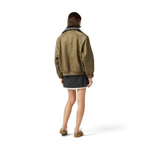 Miu Miu Technical Gazar And Fleece Reversible Bomber Jacket