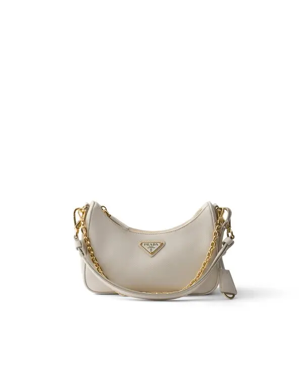 Prada Re-edition Mini Saffiano Leather Bag - Neutral