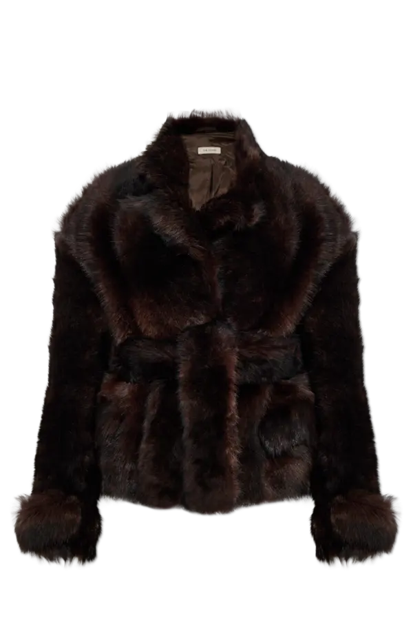 THE MANNEI Short Fur Coat With Belt