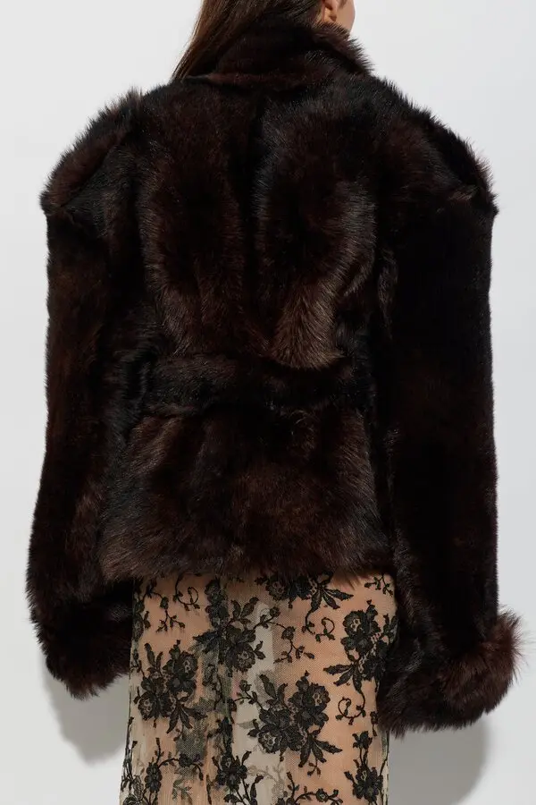 THE MANNEI Short Fur Coat With Belt