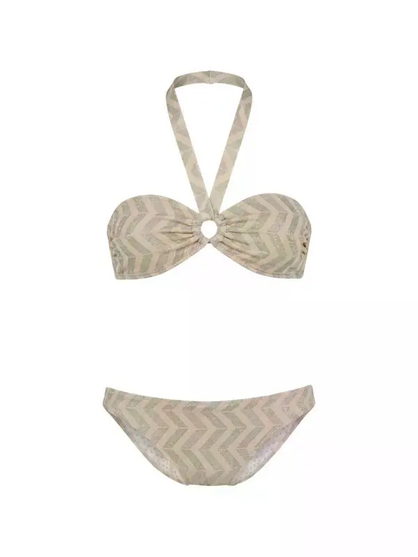 KRISTINA TI Chevron-pattern Halterneck Bikini