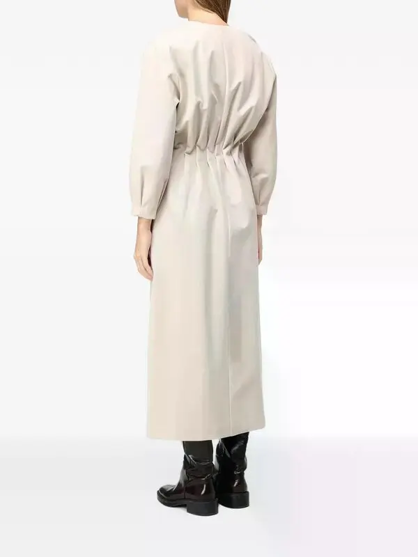 MEIMEIJ Pleated-waist V-neck Dress