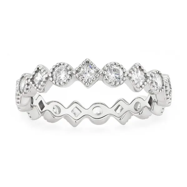 KYLIE HARPER Petite Vintage Diamond Cz Eternity Band Ring In Sterling