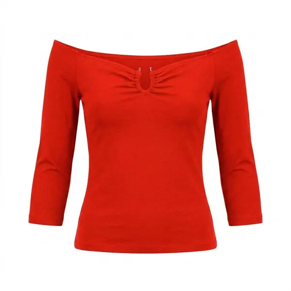 MARIANNE BY MARIE JORDANE Poppy Organic Cotton Off-shoulder Top - Red