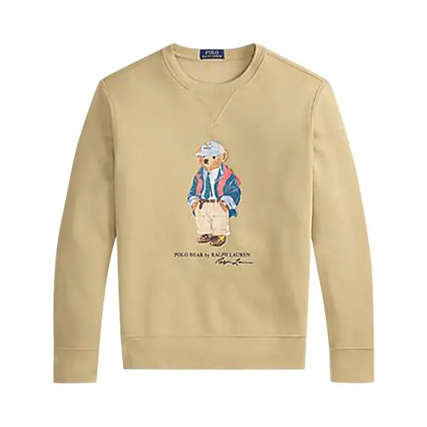 Polo Ralph Lauren Long-sleeve Seasonal Fleece Novelty Catalina Bear Crewneck Sweatshirt 'classic Khaki - Tan