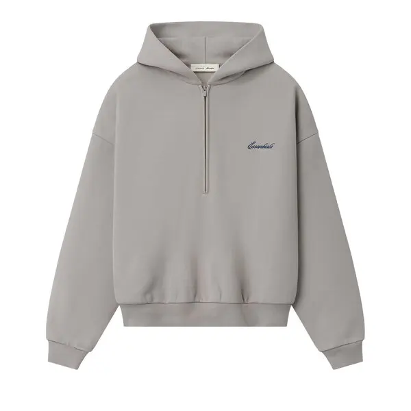 Fear Of God Signature Lounge Half Zip Hoodie 'stone