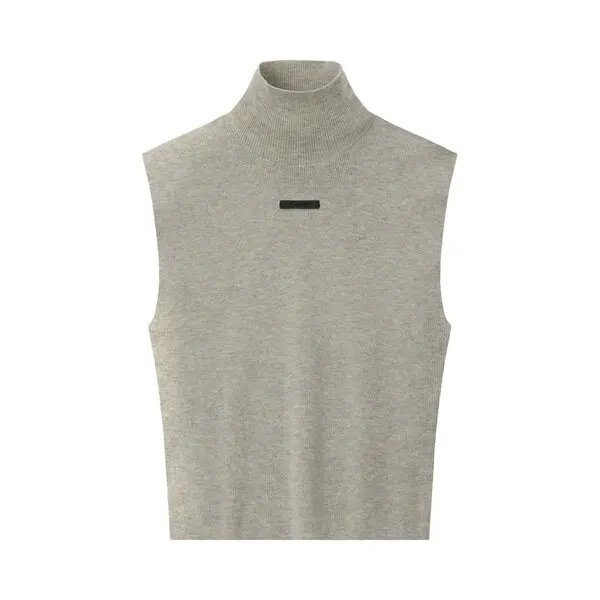 Fear Of God Rib Knit Standing Collar Sleeveless Tank 'pyrite Heather - Tan