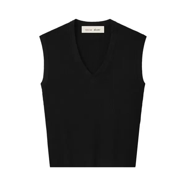 Fear Of God Rib Knit V-neck Cropped Tank 'vintage - Black