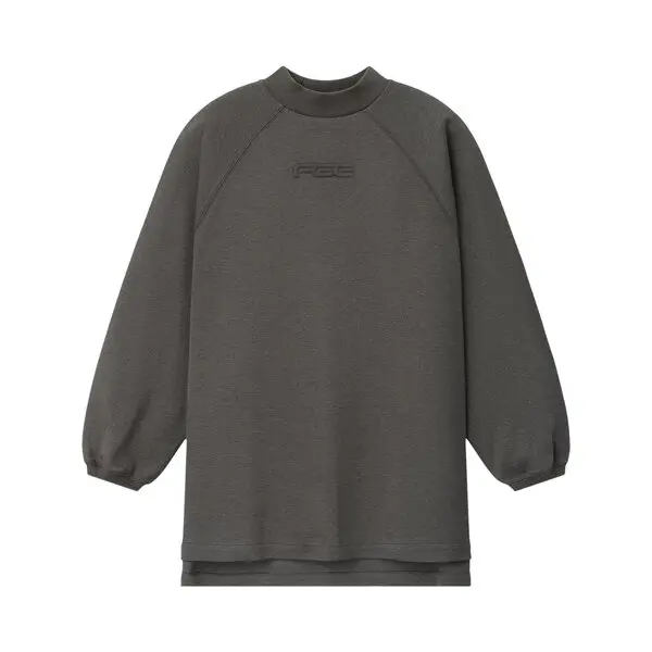 Fear Of God Pique 90s Relaxed Mockneck Raglan Long-sleeve Tee 'ash Heather