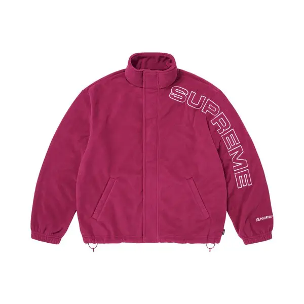 Supreme Spellout Embroidered Polartec Jacket 'raspberry - Red