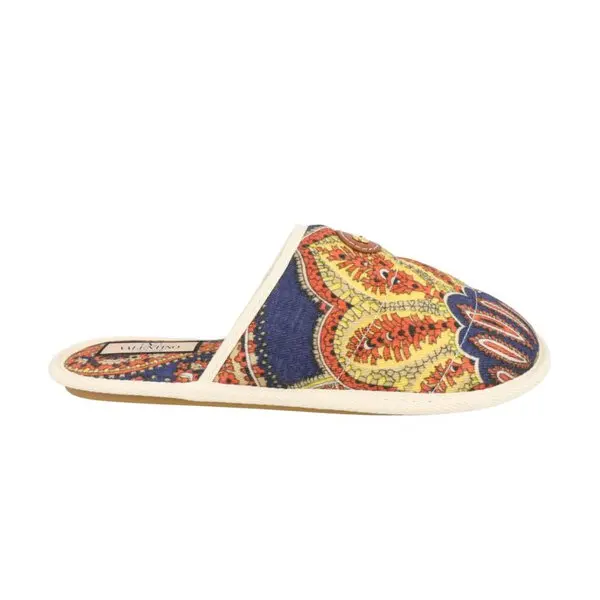 Valentino Garavani Ta Chambre Slippers 'blue Indaco-arancio-giallo Ivory