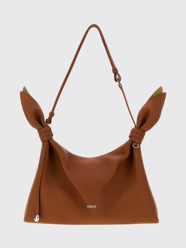 Loewe Calfskin Leather Shoulder Bag With Knot Detail And Adjustable Handle - Orange